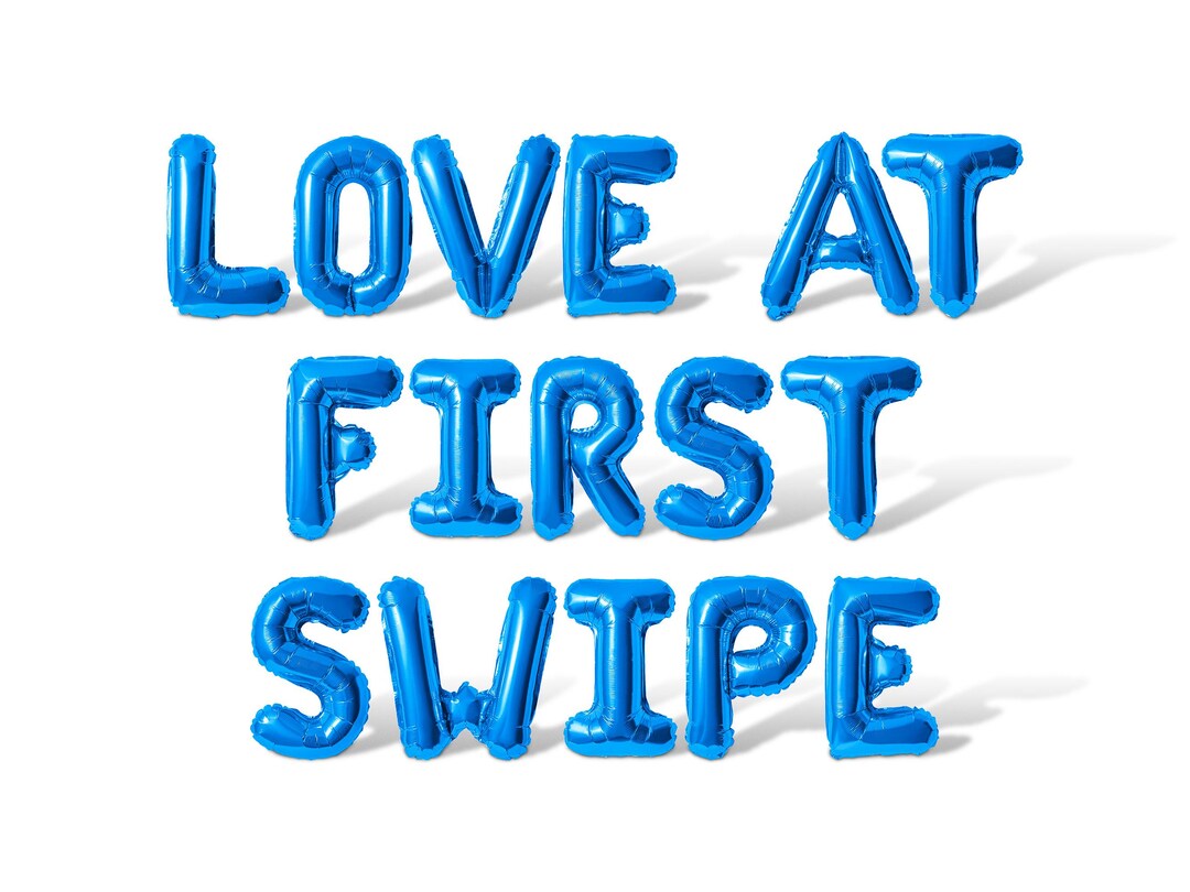 Love at First Swipe Letter Balloon Banner - 10 Color Options ...