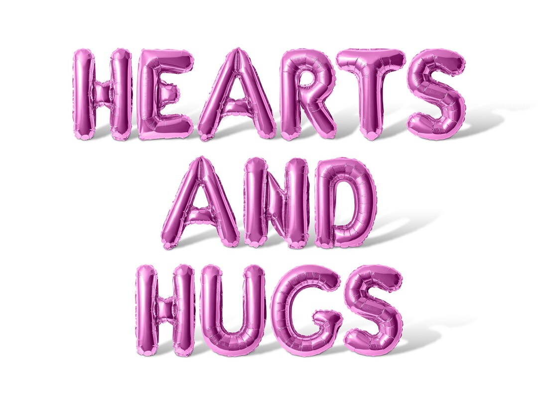 HEARTS AND HUGS Letter Balloon Banner - 10 Color Options - Valentines ...