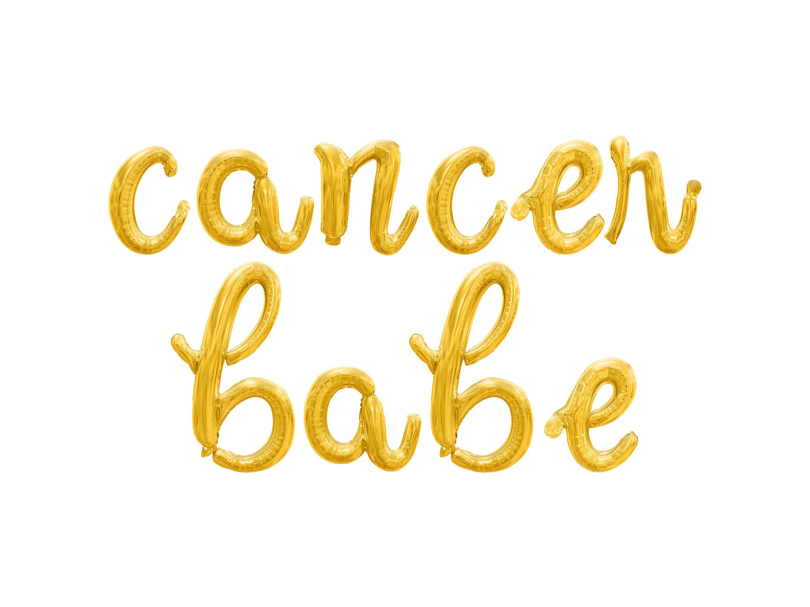 CANCER BABE Cursive Script Letter Balloon Banner - Gold, Rose Gold ...