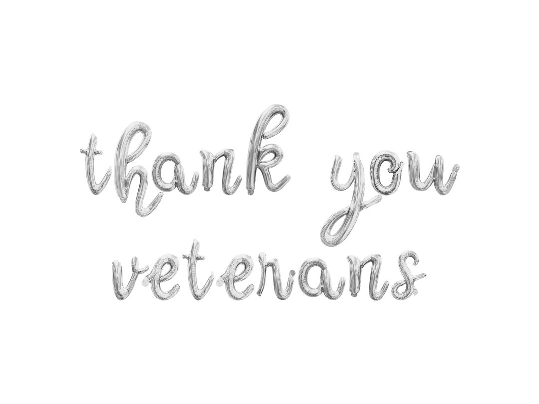 THANK YOU VETERANS Cursive Letter Balloon Banner - Gold, Rose Gold ...