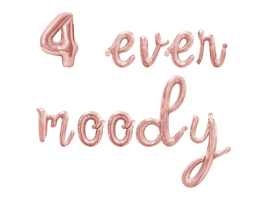 4 EVER MOODY Cursive Script Letter Balloon Banner - Gold, Rose Gold ...