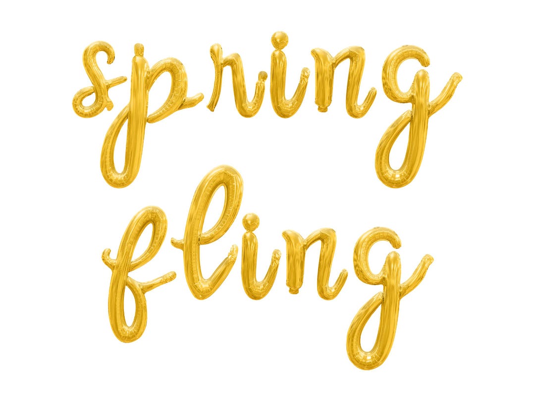 SPRING FLING Cursive Letter Balloon Banner - Gold, Rose Gold & Silver ...