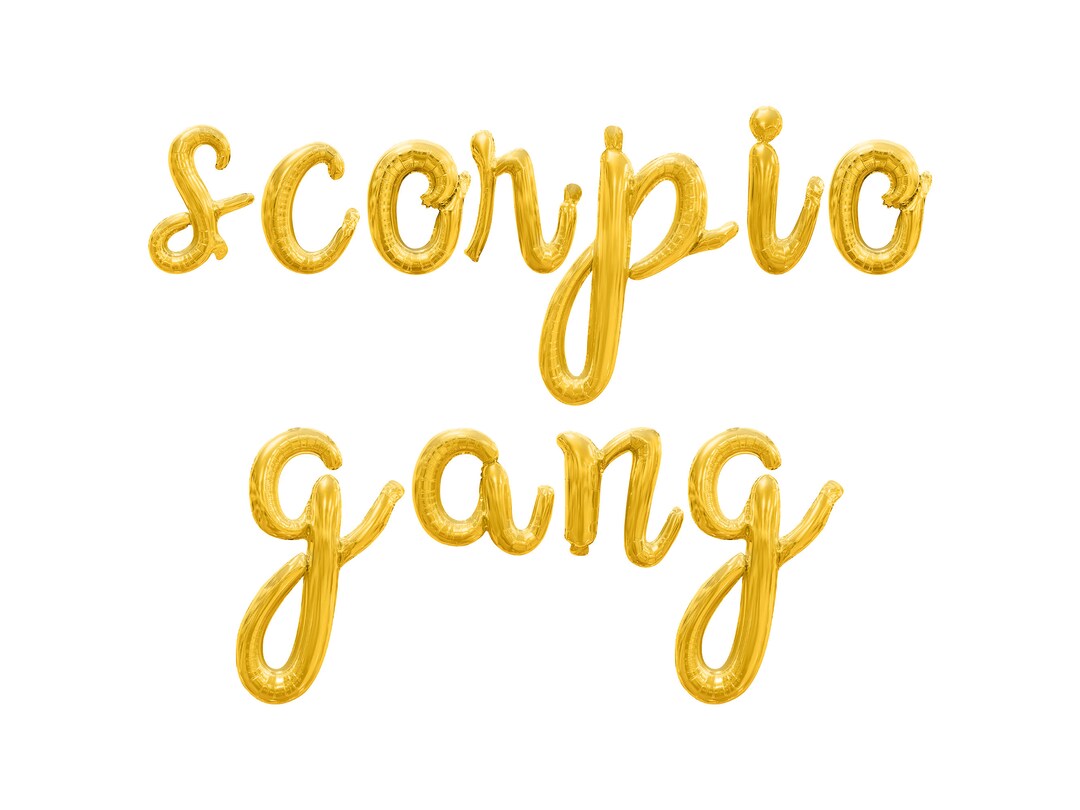 SCORPIO GANG Cursive Script Letter Balloon Banner - Gold, Rose Gold ...