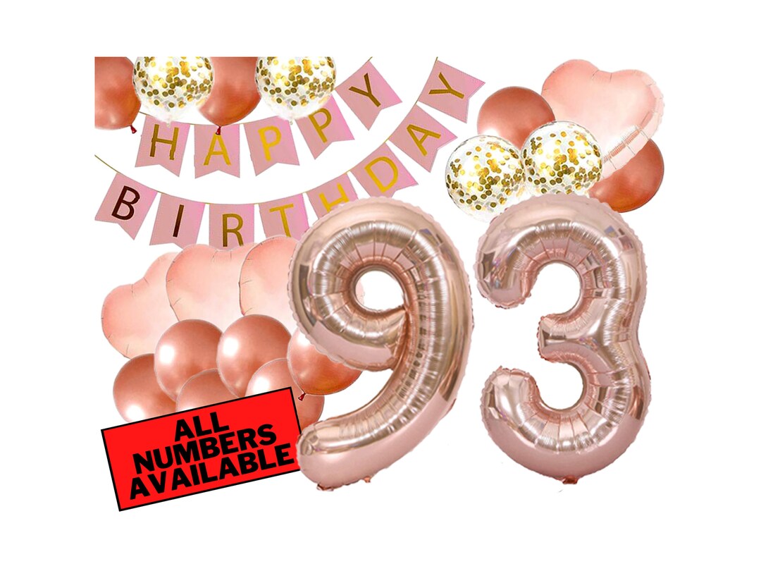 93rd Birthday Decorations for Her - Pink and Rose Gold - 93rd Birthday ...