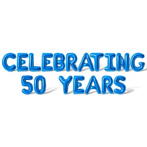 CELEBRATING 50 YEARS Letter Balloon Banner - 10 Color Options - 50th ...