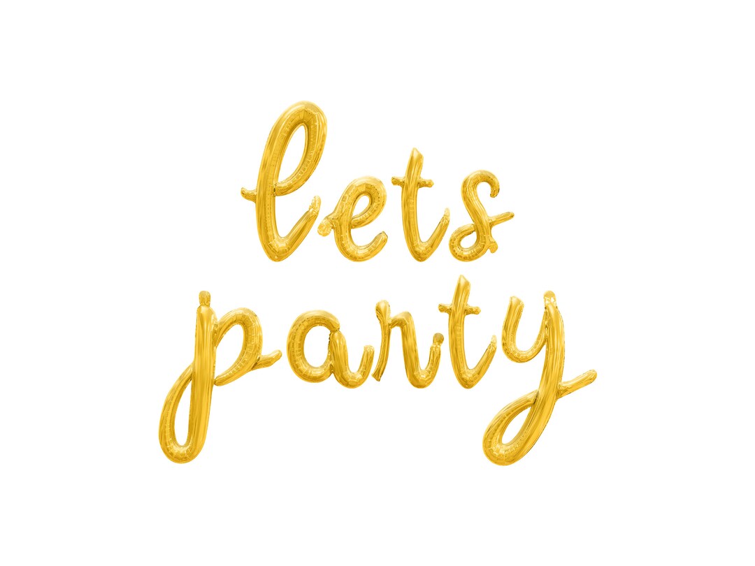 LETS PARTY Cursive Letter Balloon Banner - Gold, Rose Gold & Silver ...