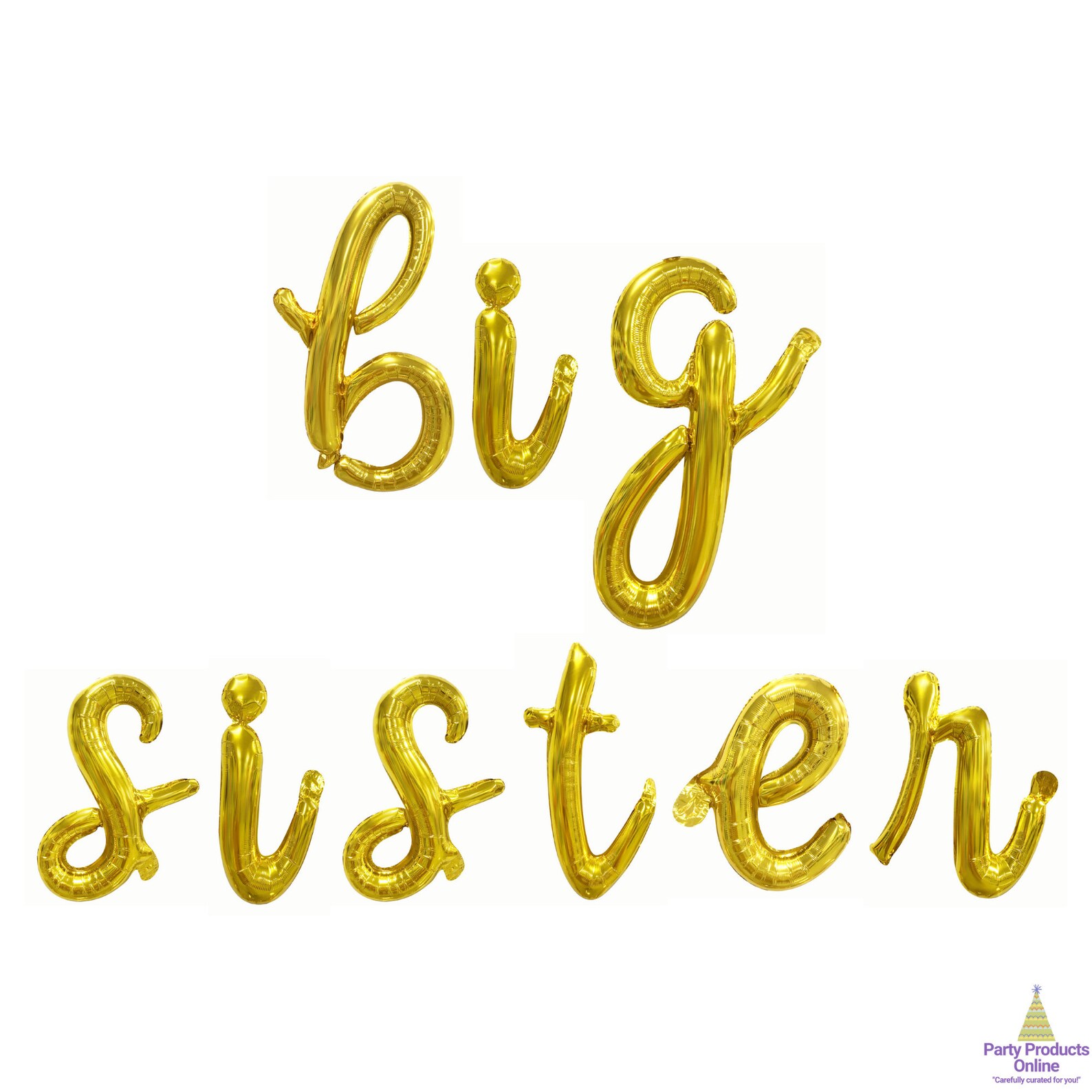 BIG SISTER Cursive Letter Balloon Banner Gold Rose Gold & - Etsy Ireland