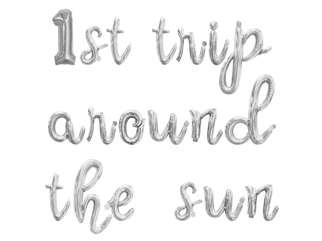 1st Trip Around the Sun Cursive Letter and Number Balloon Banner - Gold ...