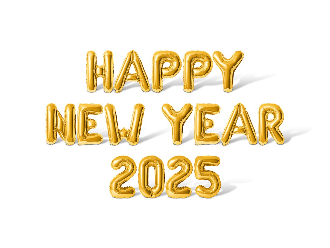HAPPY NEW YEAR 2025 Letter Balloon Banner - 10 Color Options - New Year ...