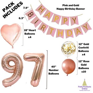 97th Birthday Decorations for Her - Pink and Rose Gold - 97th Birthday ...