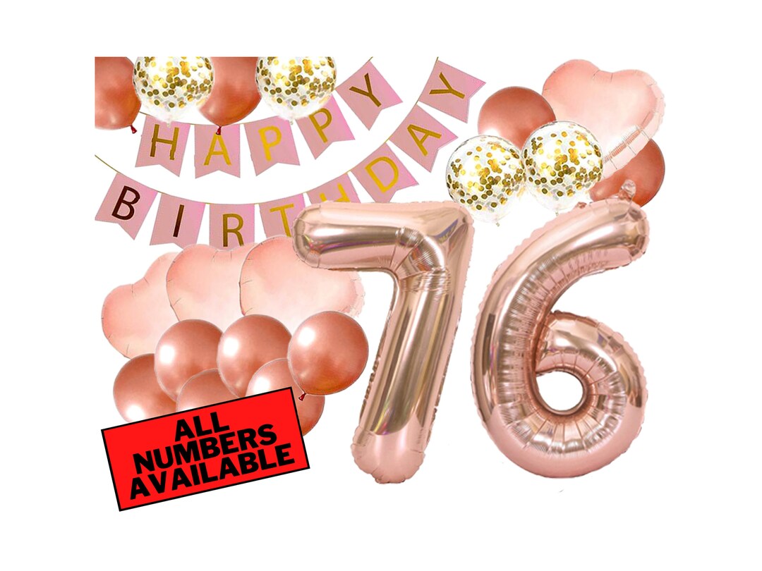76th Birthday Decorations for Her - Pink and Rose Gold - 76th Birthday ...