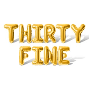 THIRTY FINE Letter Balloon Banner - Gold, Rose Gold, Silver, Black ...