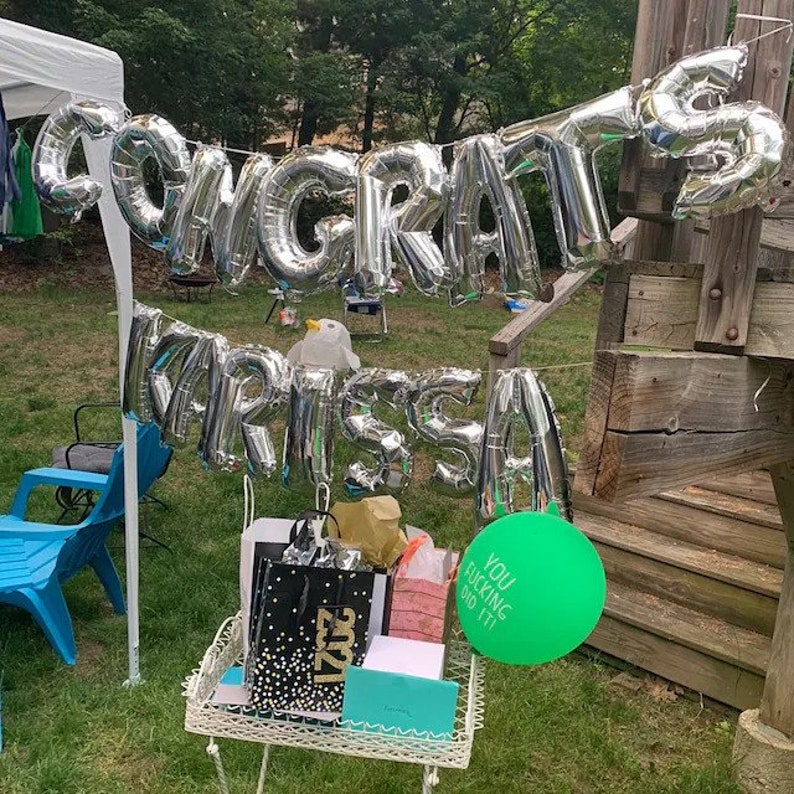 Congrats Balloon Banner W/ Custom Name Letter Balloons Gold - Etsy