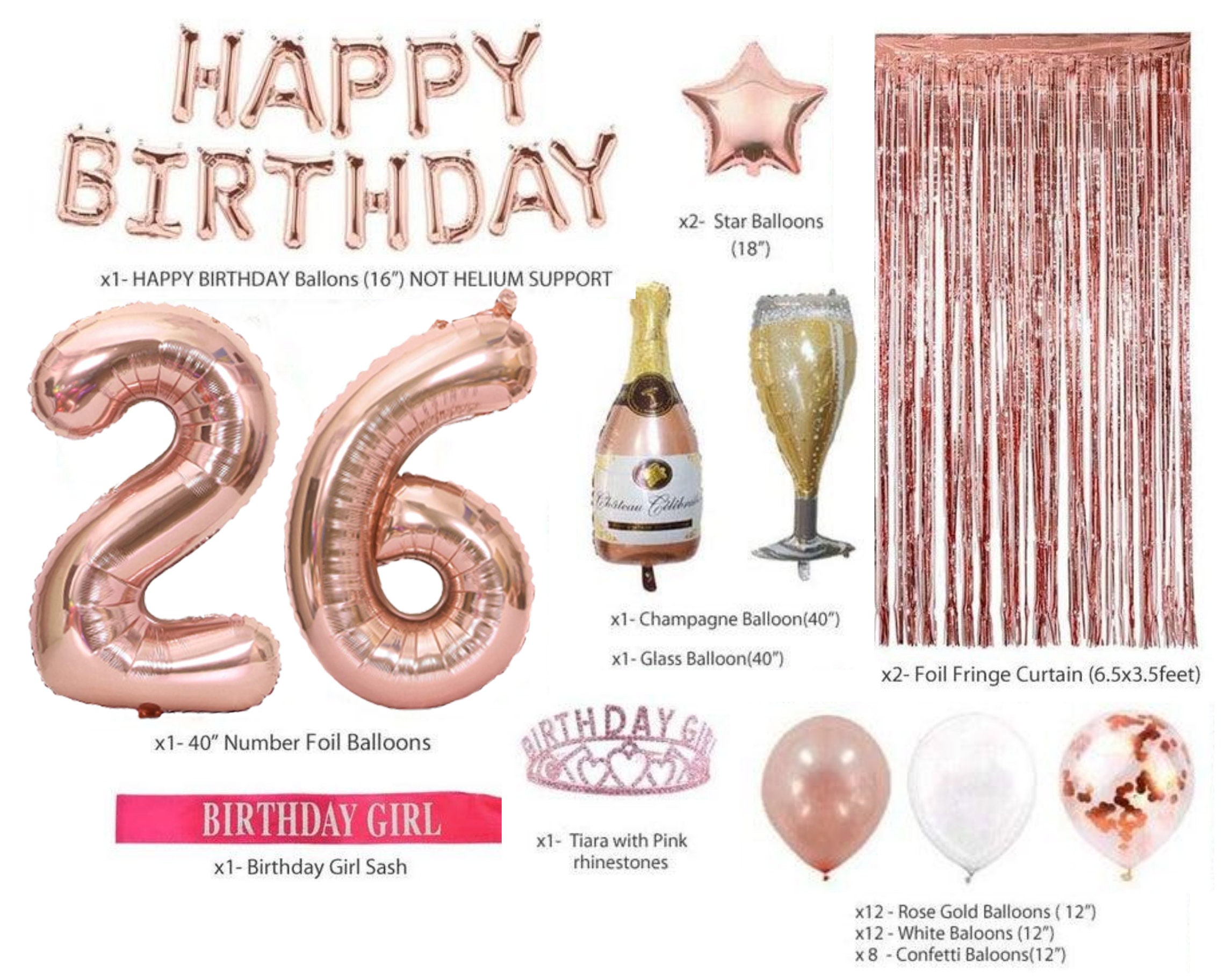 26th Birthday Rose Gold Decorations Incl. 40 Number - Etsy