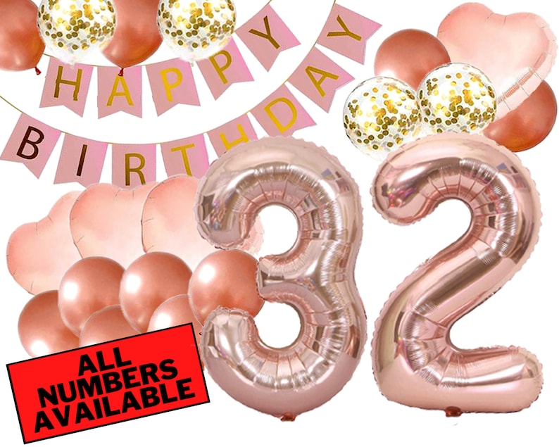 32nd Birthday Decorations for Her Pink and Rose Gold 32nd - Etsy