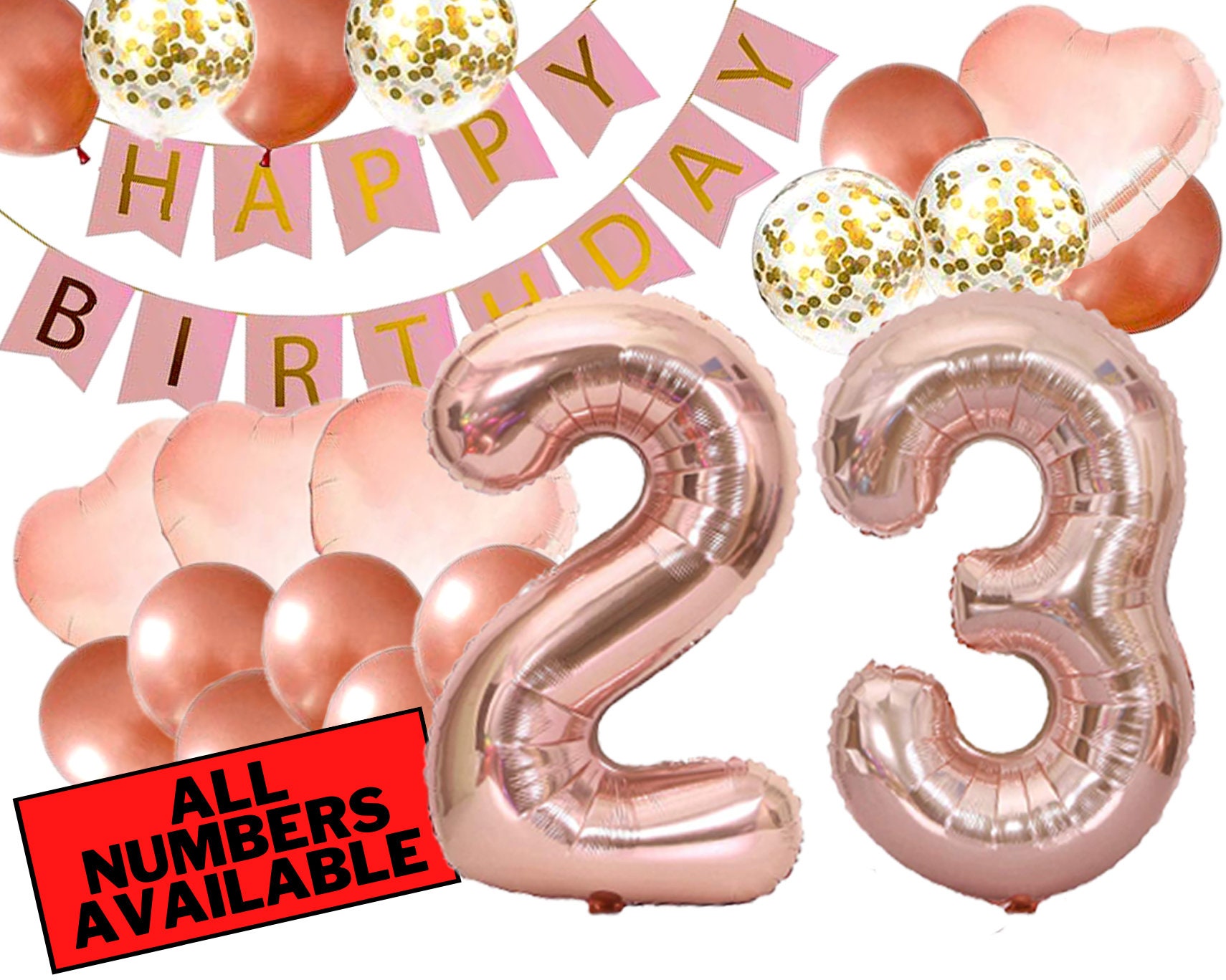 23rd Birthday Decorations for Her Pink and Rose Gold 23rd | Etsy