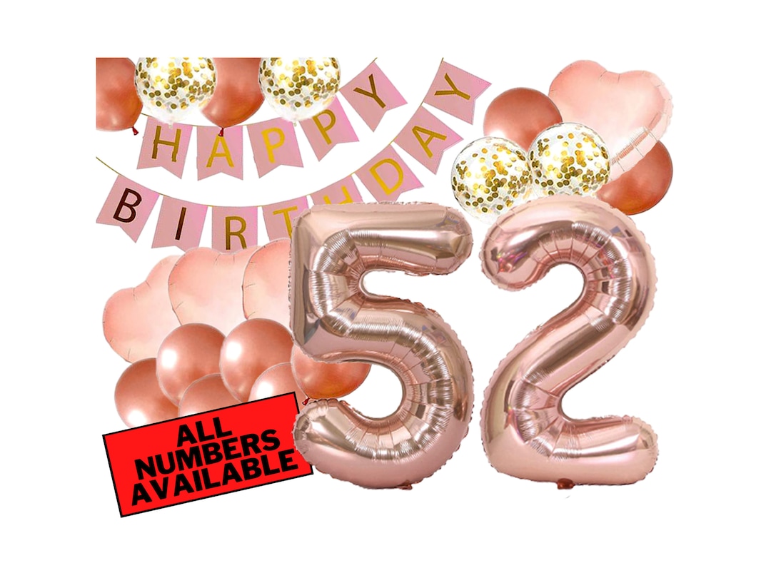 52nd Birthday Decorations for Her - Pink and Rose Gold - 52nd Birthday ...