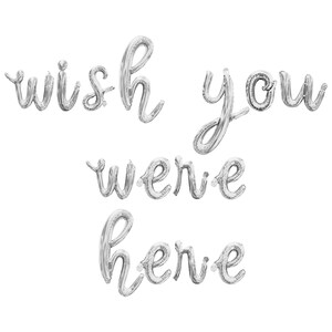 Wish You Were Here Cursive Script Letter Balloon Banner - Gold, Rose ...