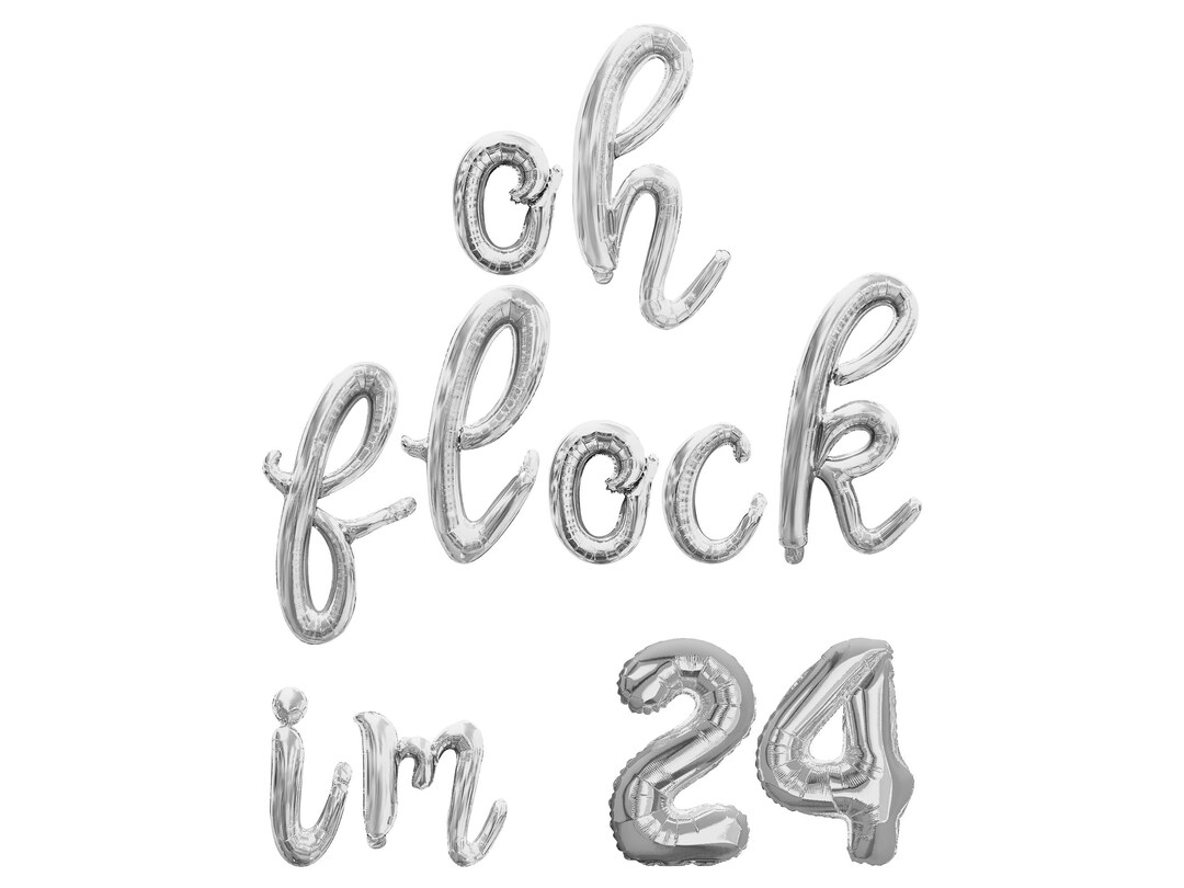 OH FLOCK IM 24 Cursive Script Letter Balloon Banner - Gold, Rose Gold ...