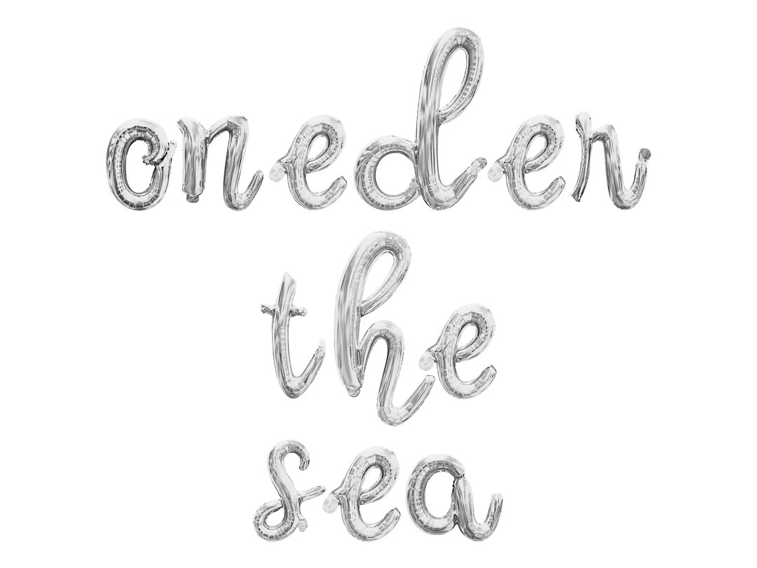 ONEDER THE SEA Cursive Script Letter Balloon Banner - Gold, Rose Gold ...