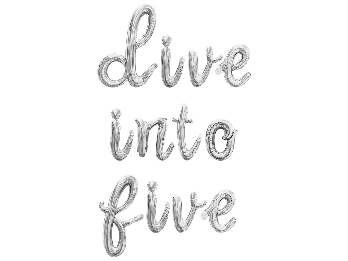 DIVE INTO FIVE Balloon Banner - Cursive Script Letter Balloons - Gold ...