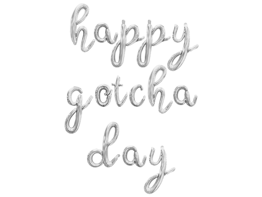 HAPPY GOTCHA DAY Cursive Script Letter Balloon Banner - Gold, Rose Gold ...