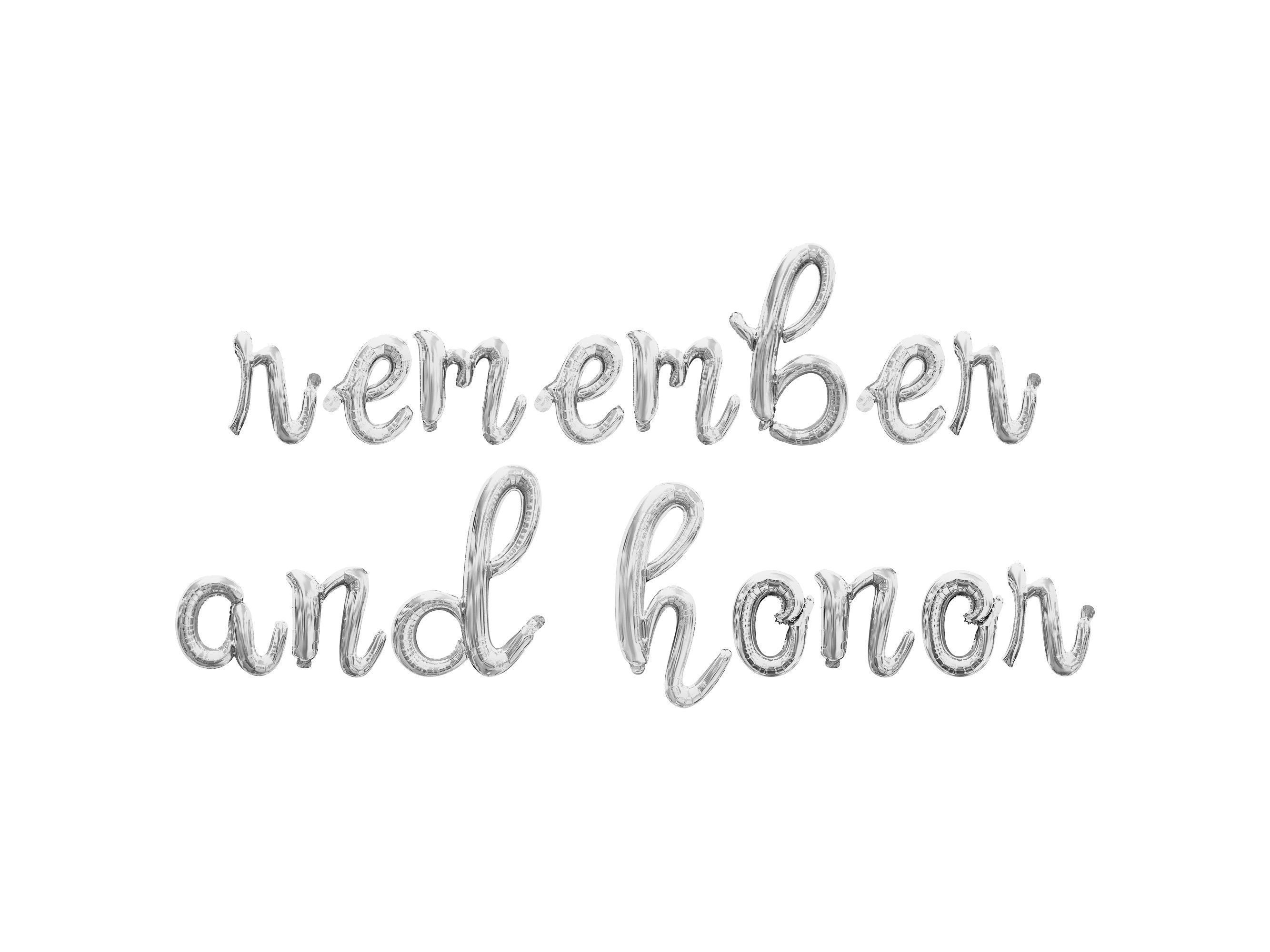 REMEMBER AND HONOR Cursive Letter Balloon Banner - Gold, Rose Gold ...
