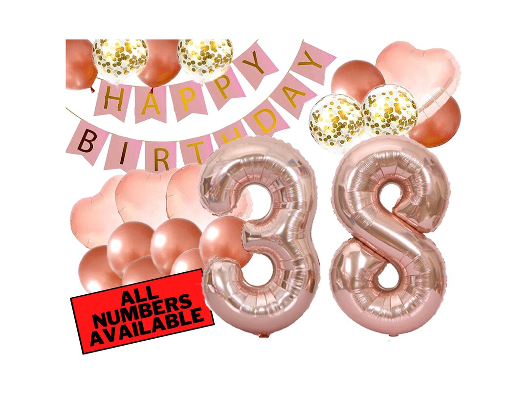 38th Birthday Decorations for Her - Pink and Rose Gold - 38th Birthday ...