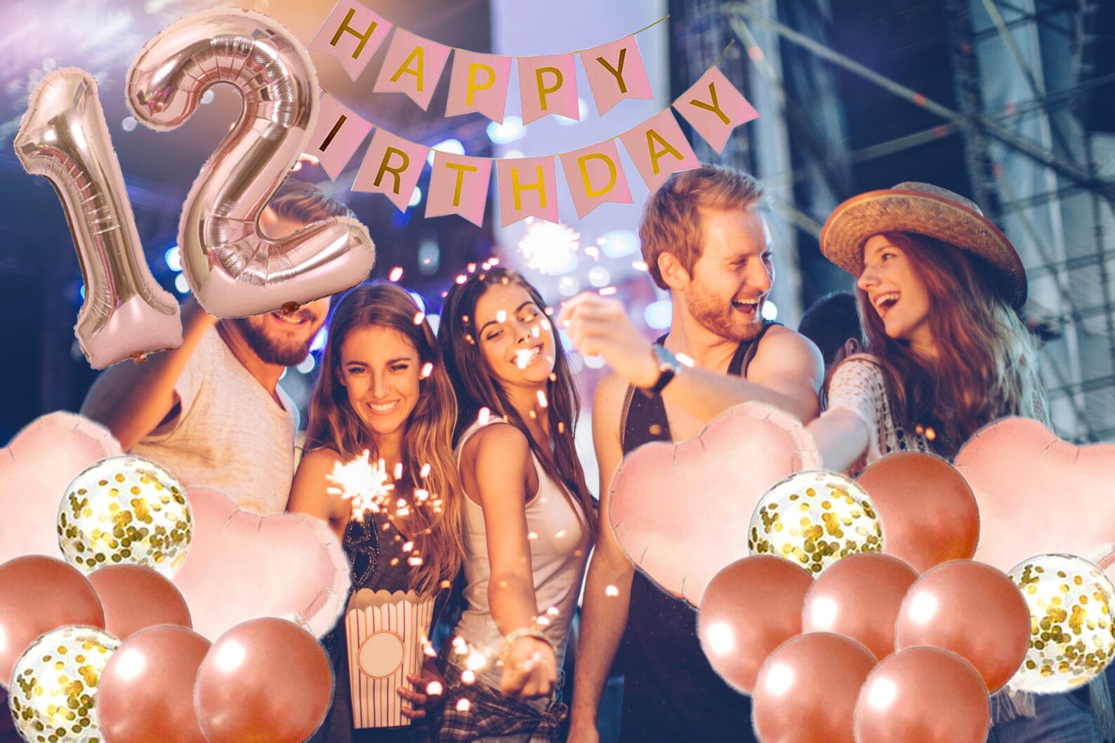 12th Birthday Decorations for Her Pink and Rose Gold 12th - Etsy