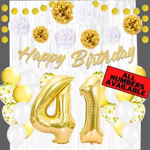 Rose Gold 41st Birthday Decorations for Women - 40" Number Balloons ...