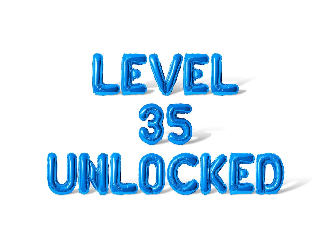 LEVEL 35 UNLOCKED Letter Balloon Banner - 10 Color Options - 35th ...