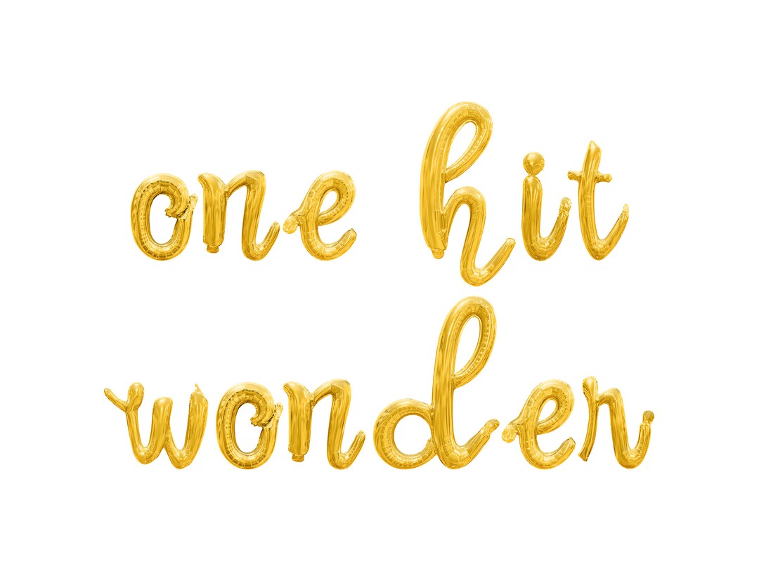 ONE HIT WONDER Cursive Letter Balloon Banner - Gold, Rose Gold & Silver ...