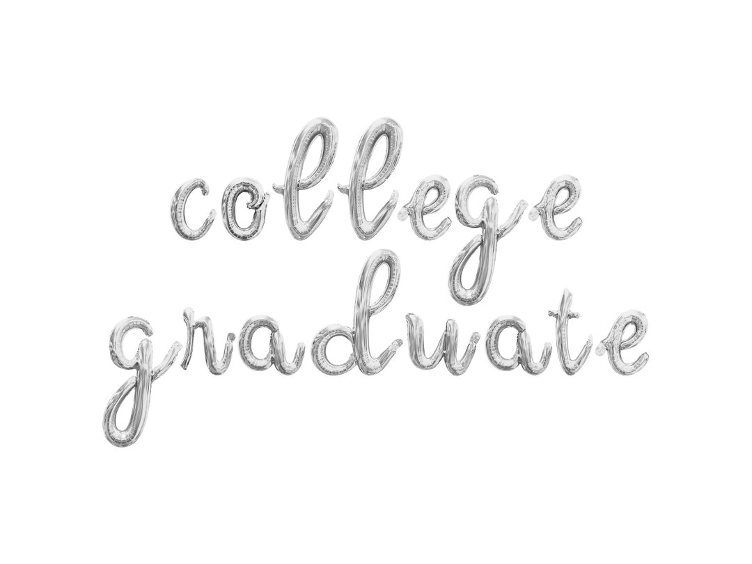 COLLEGE GRADUATE Cursive Letter Balloon Banner - Gold, Rose Gold ...
