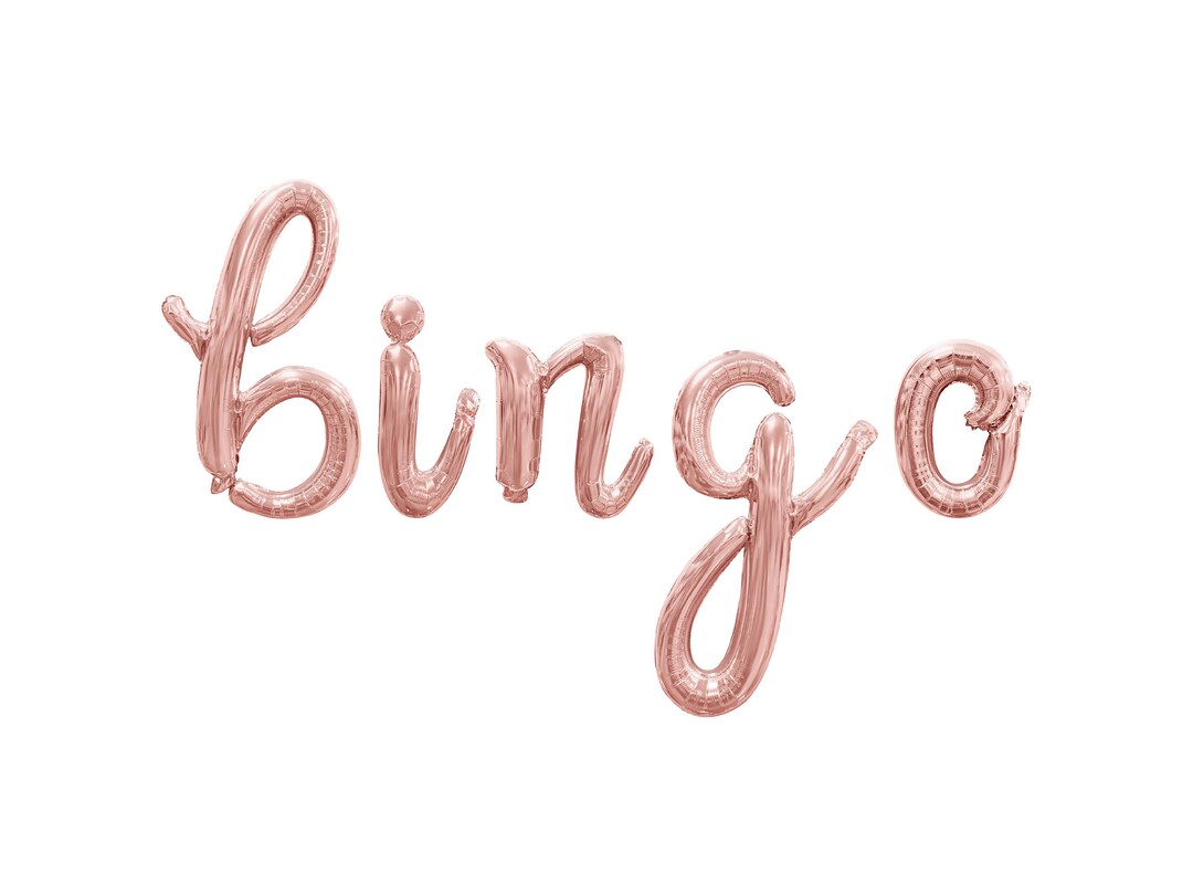 BINGO Cursive Letter Balloon Banner - Gold, Rose Gold & Silver - Number ...