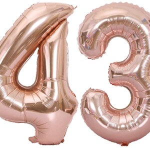 43rd Birthday Rose Gold Decorations Incl. 40" Number "43" Balloons, 16 ...