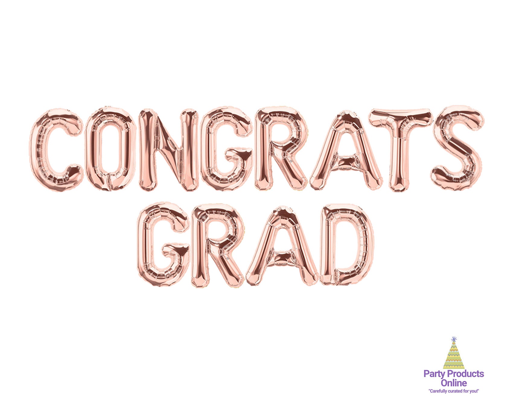 CONGRATS GRAD Letter Balloon Banner - Gold, Rose Gold, Silver, Black ...