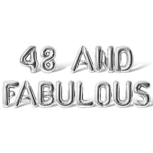 48 AND FABULOUS Letter & Number Balloon Banner - 10 Color Options ...