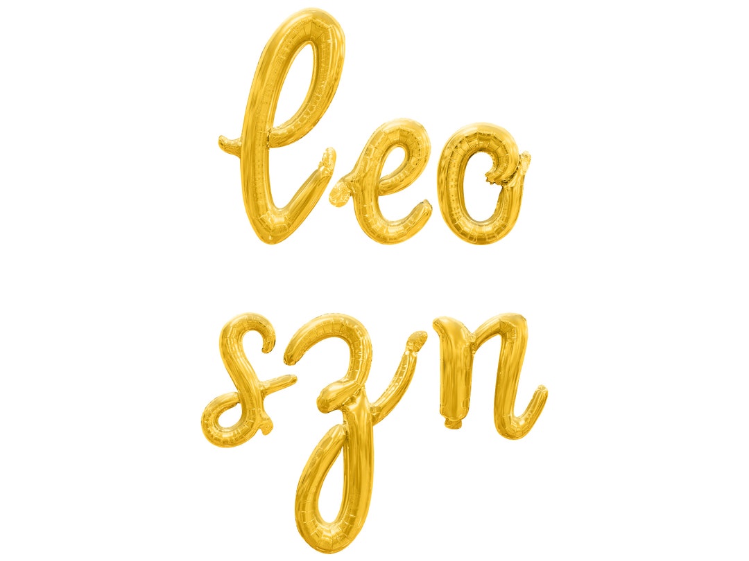 LEO SZN Cursive Script Letter Balloon Banner - Gold, Rose Gold & Silver ...