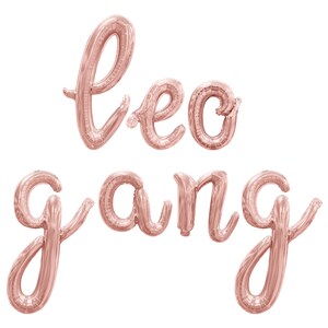 LEO GANG Cursive Script Letter Balloon Banner - Gold, Rose Gold ...