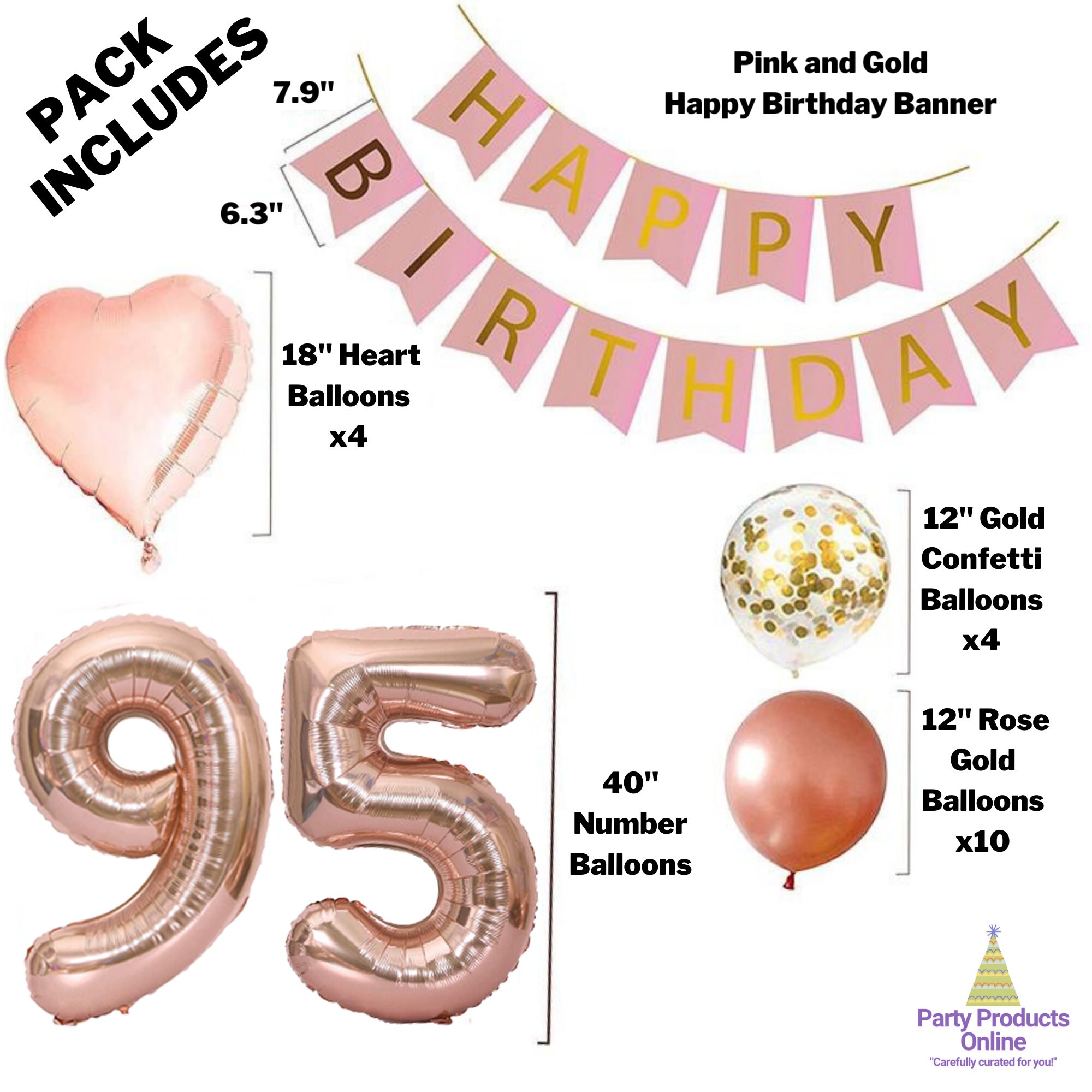 95th Birthday Decorations for Her Pink and Rose Gold 95th - Etsy