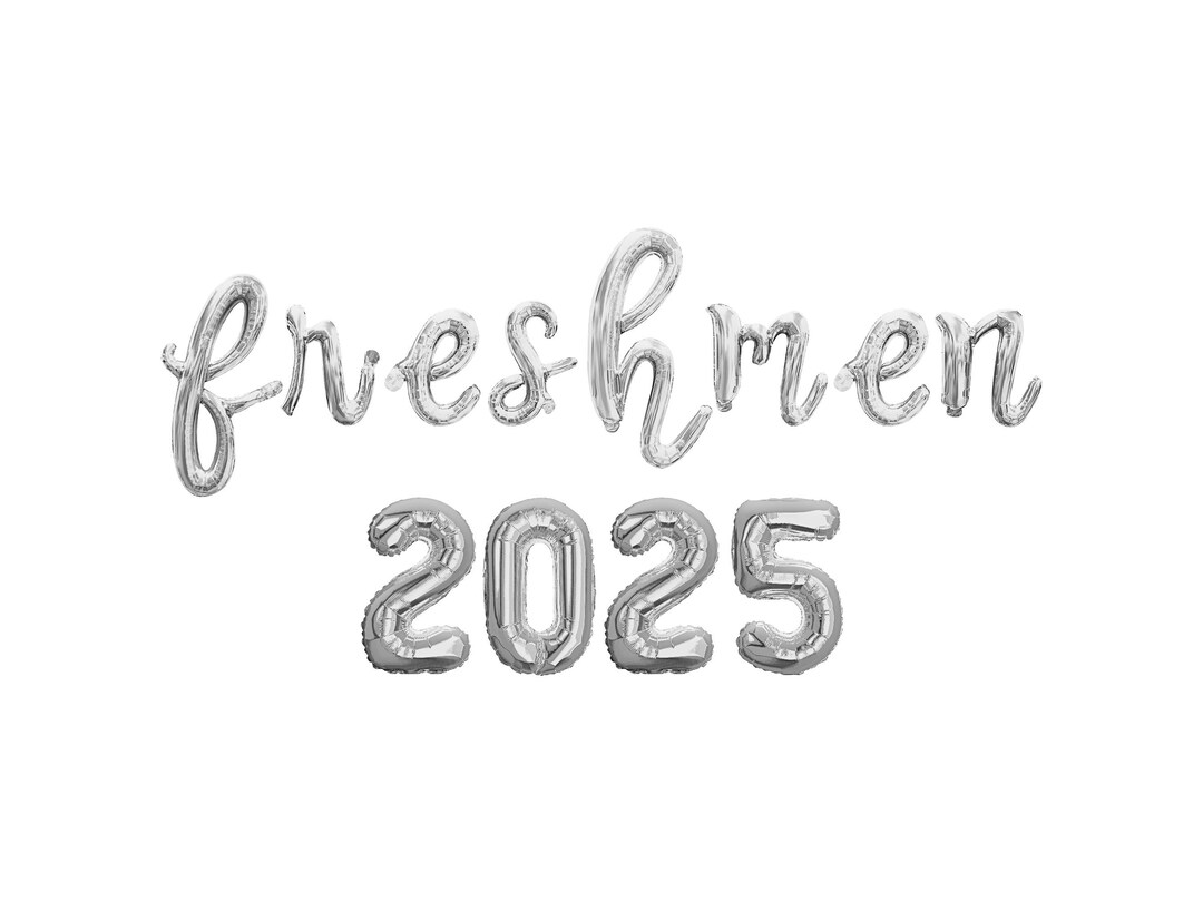 FRESHMEN 2025 Cursive Letter Balloon Banner - Gold, Rose Gold & Silver ...