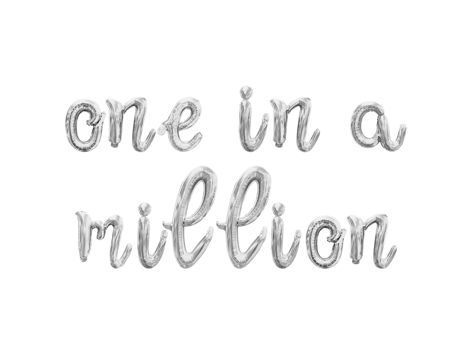 ONE IN A MILLION Cursive Letter Balloon Banner - Gold, Rose Gold ...