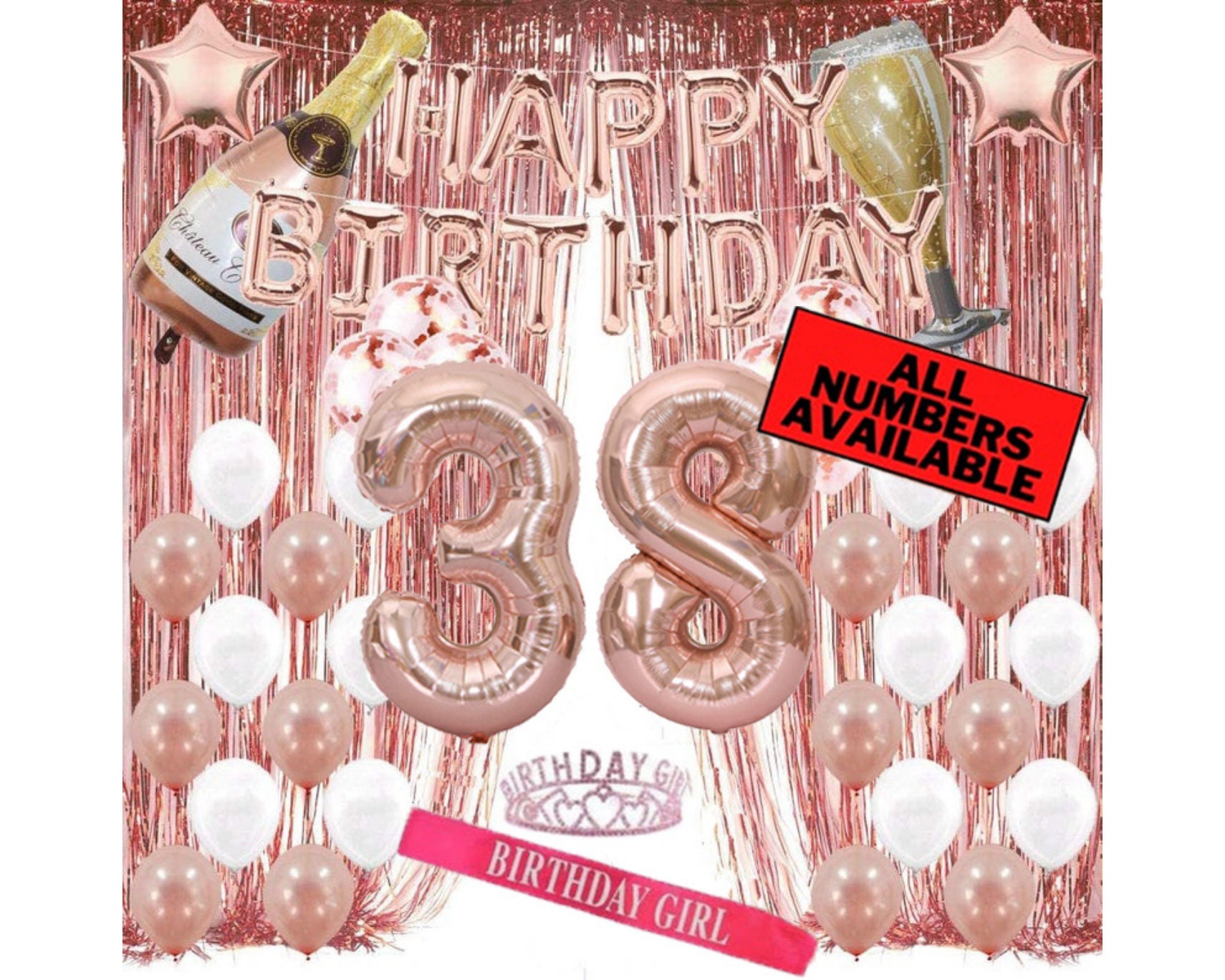 38th Birthday Rose Gold Decorations Incl. 40 Number - Etsy