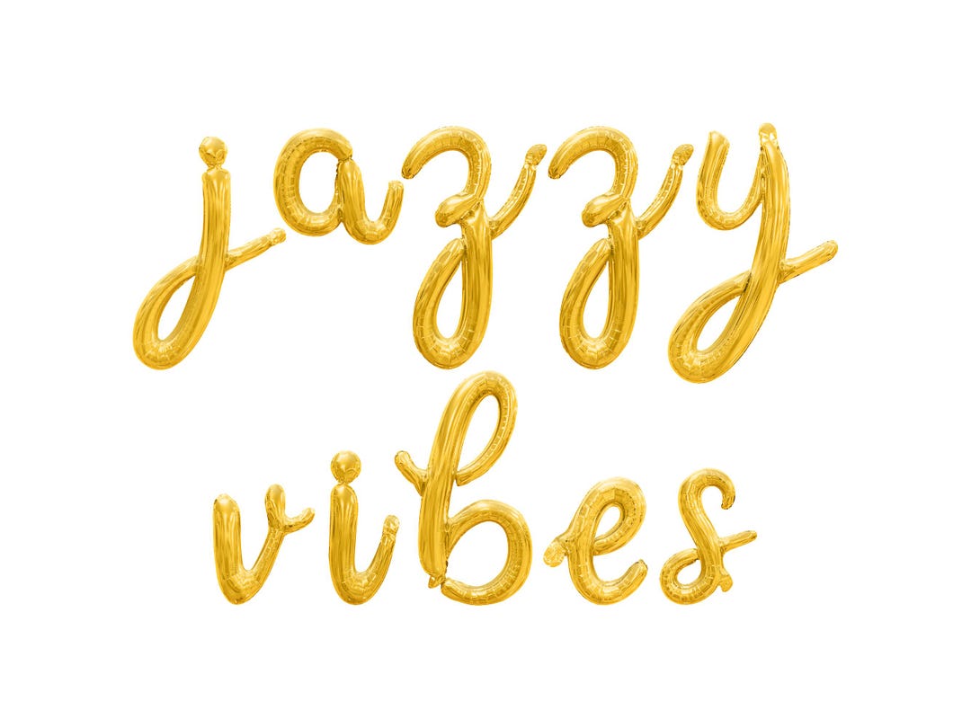 JAZZY VIBES Cursive Letter Balloon Banner - Gold, Rose Gold & Silver ...
