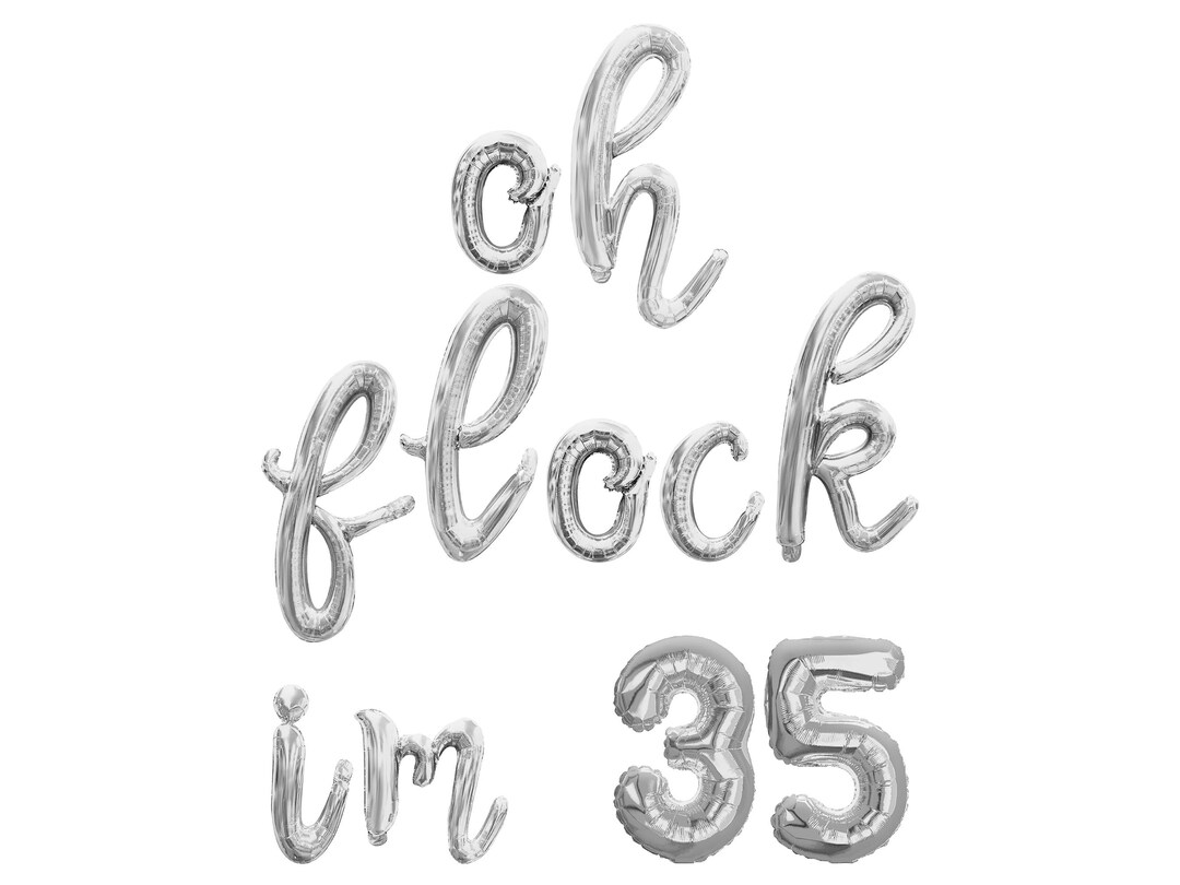 OH FLOCK IM 35 Cursive Script Letter Balloon Banner - Gold, Rose Gold ...