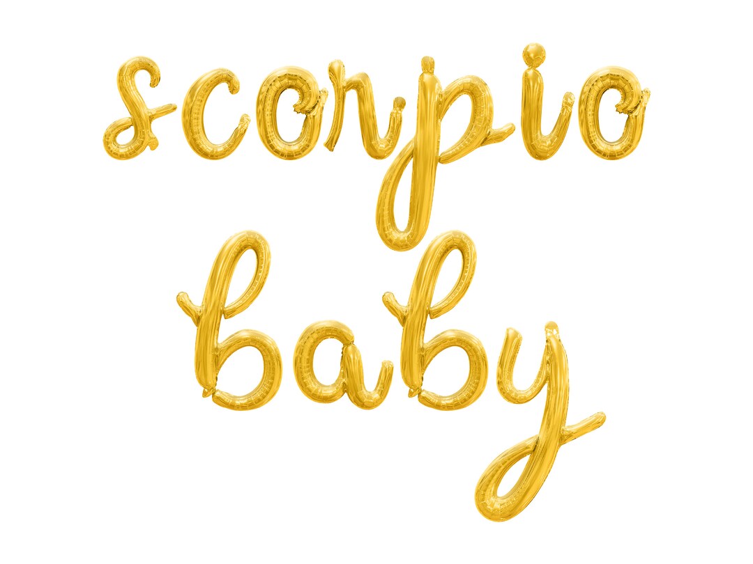 SCORPIO BABY Cursive Script Letter Balloon Banner - Gold, Rose Gold ...