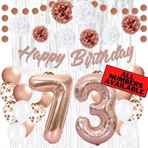 Rose Gold 73rd Birthday Decorations for Women - 40" Number Balloons ...