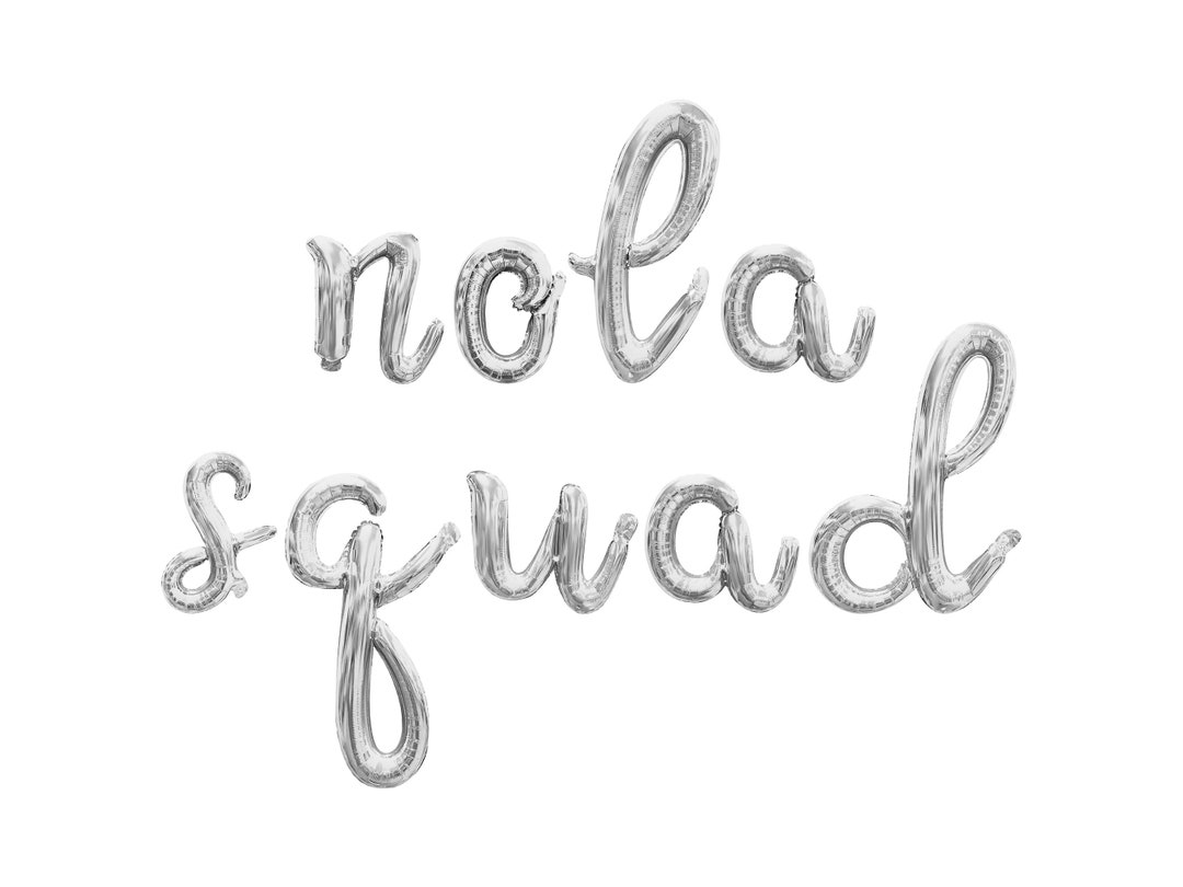 NOLA SQUAD Cursive Letter Balloon Banner - Gold, Rose Gold & Silver ...