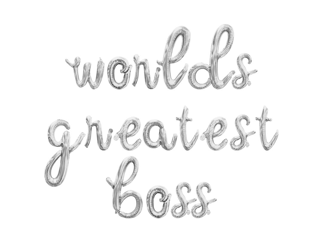 WORLDS GREATEST BOSS Cursive Letter Balloon Banner - Gold, Rose Gold ...