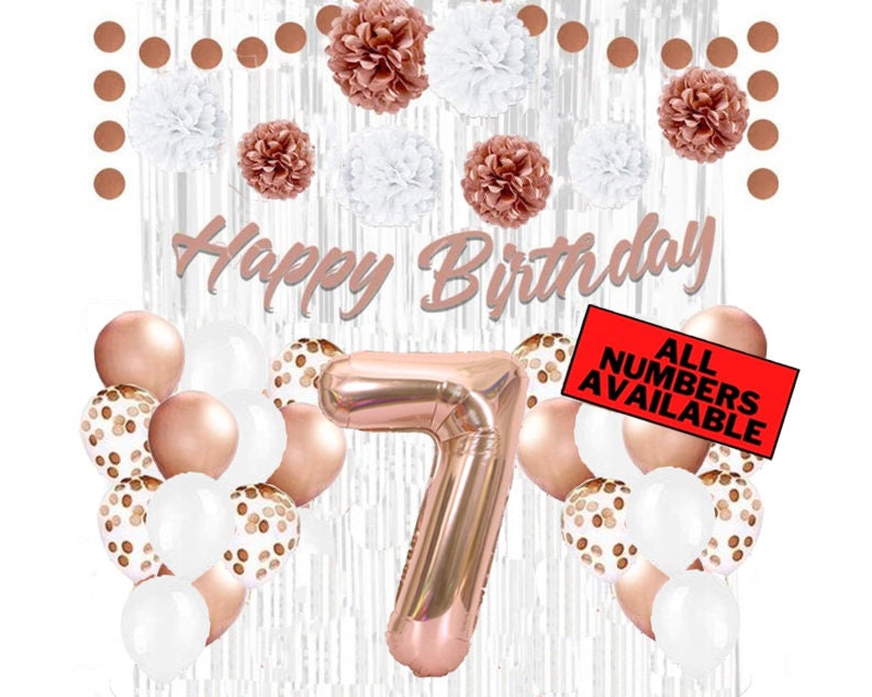 Rose Gold 7th Birthday Decorations for Girl 40 Number | Etsy